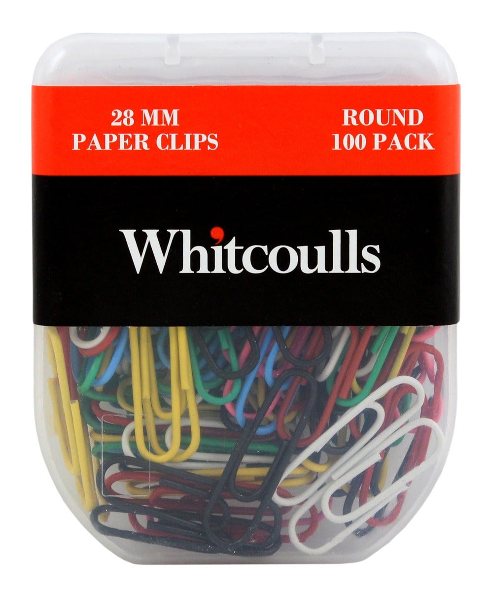 Whitcoulls Round Paper Clips Standard Assorted Pack 100 - Whitcoulls