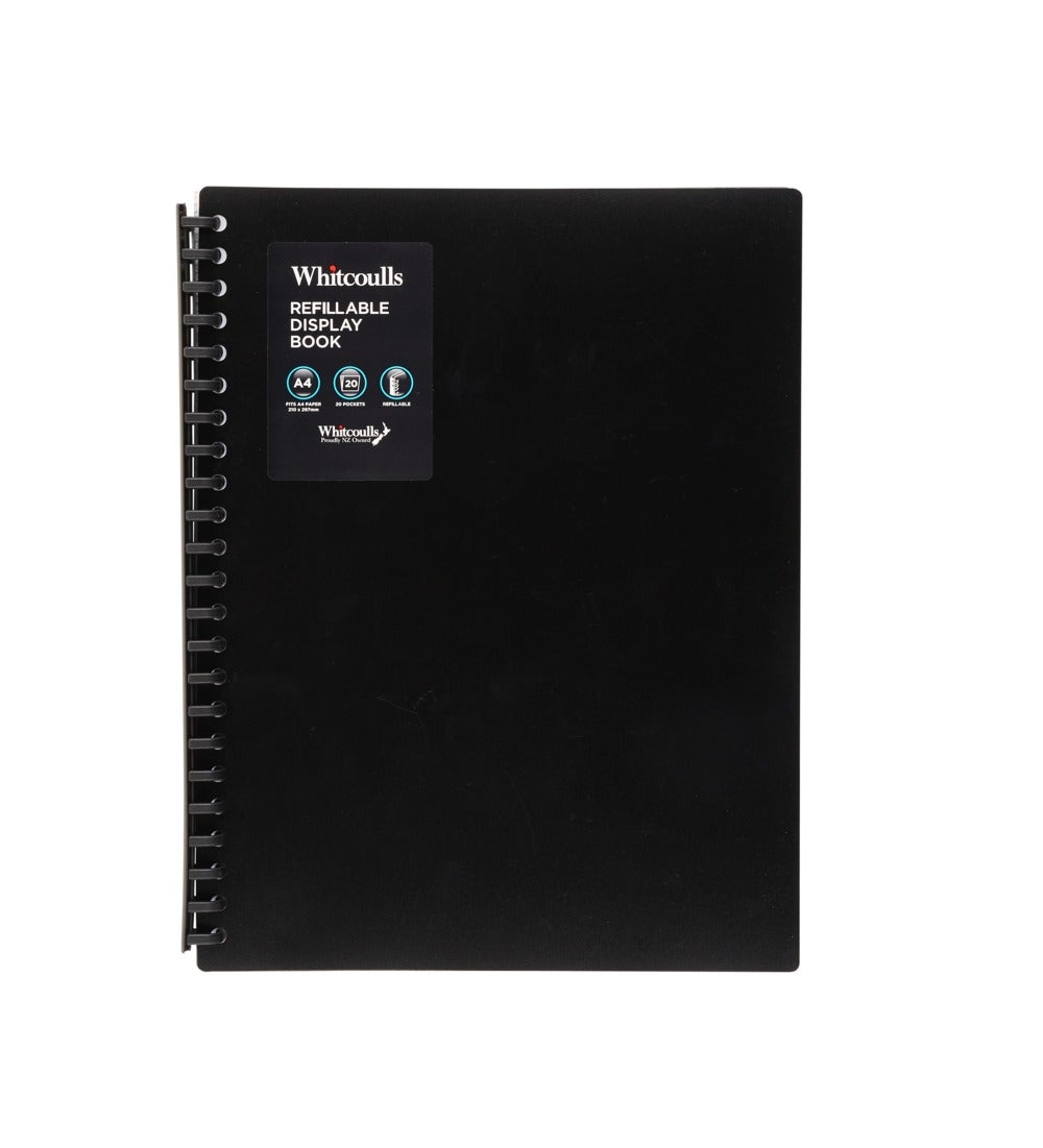 Whitcoulls A4 Refillable Expandable Display Book 20 Pocket Black ...